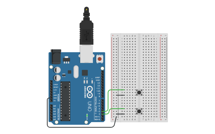 Circuit design Count to 10 w/ Arduino Library interrupts | Tinkercad