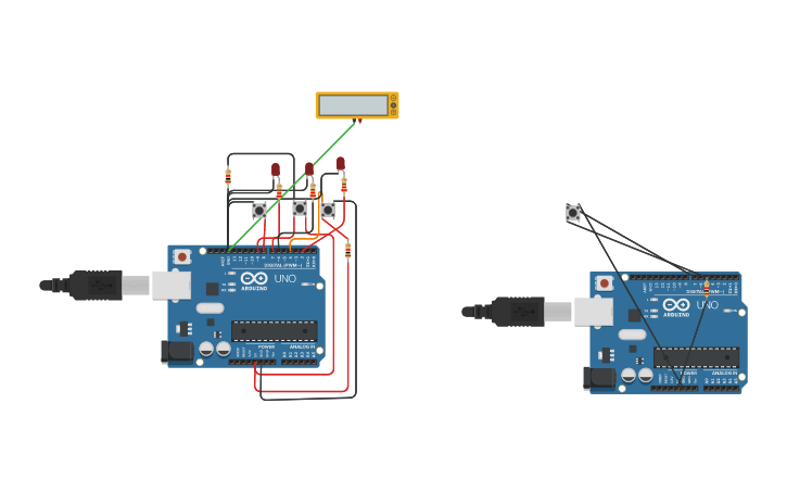 Circuit design latihan button pull up pull down - Tinkercad
