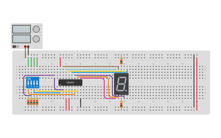 Circuit design BCD to 7-segment Decoder - Tinkercad