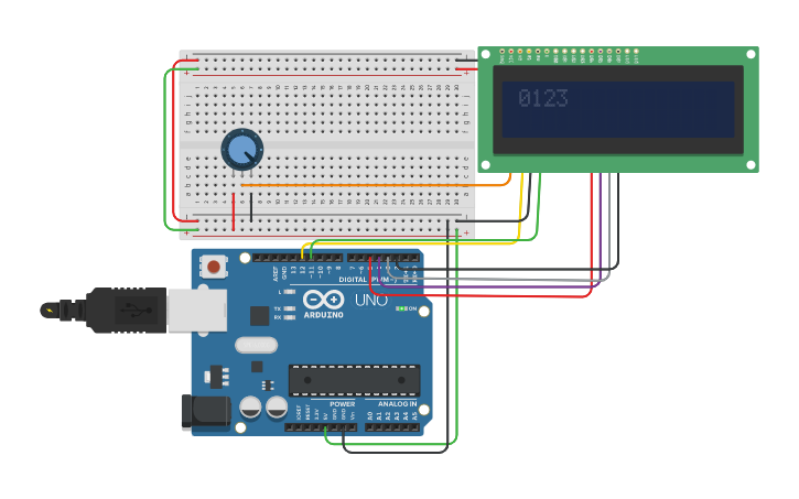 Circuit design B. LIQUID CRYSTAL AUTOSCROLL() | Tinkercad