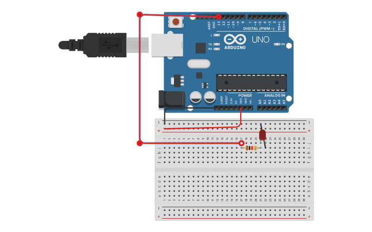 Circuit design un foco led - Tinkercad