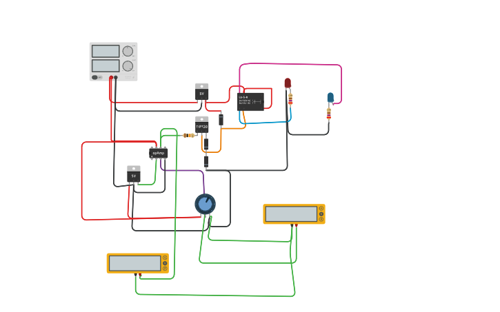 Circuit design simul. control carga | Tinkercad