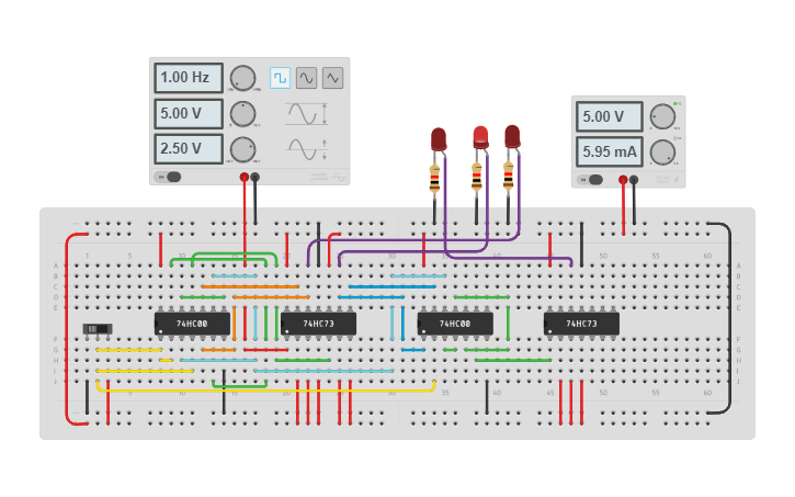 Circuit Design 3 Bit Asynchronous Up Down Counter Tinkercad