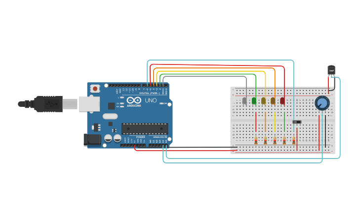 Circuit design Sensor de temperatura - Tinkercad
