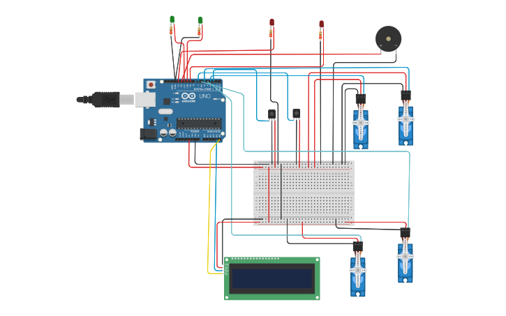 Circuit design Railway gate control - Tinkercad
