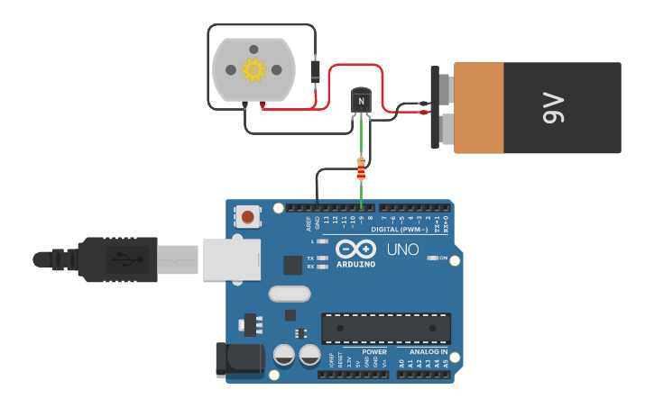 Circuit design DC motor - Tinkercad