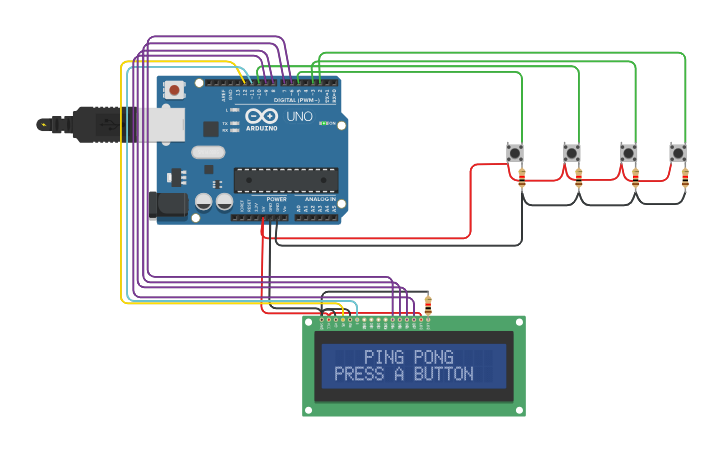 Circuit design Ping Pong Game - Tinkercad