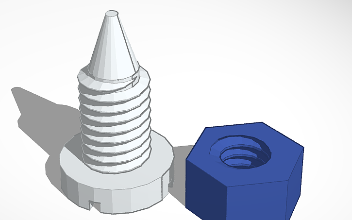 3D design Screw and Bolt - Tinkercad