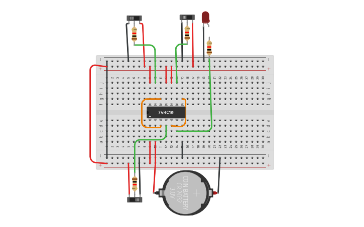 Circuit design NAND2 | Tinkercad
