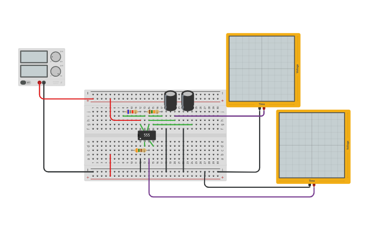 Circuit design TP NE555 Astable | Tinkercad