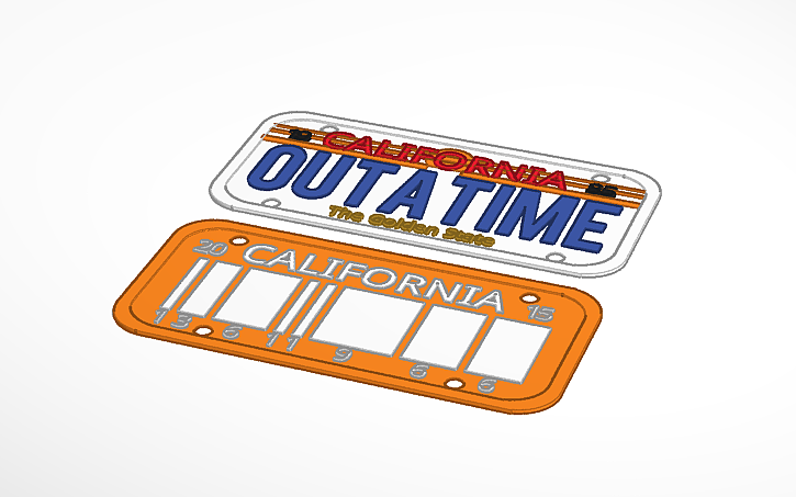 3D design OUTATIME License Plates - Tinkercad