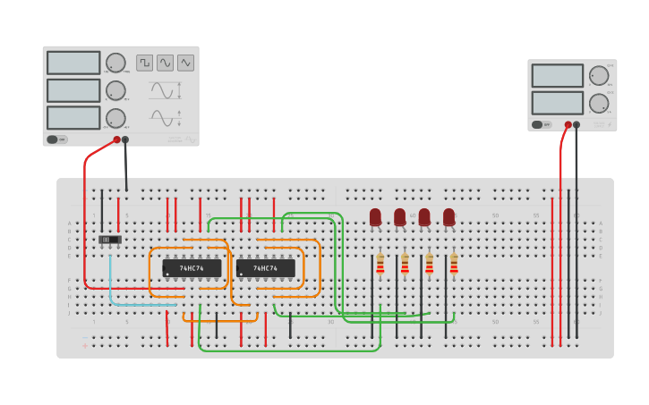 Circuit design 2.) SIPO-PISO - Tinkercad
