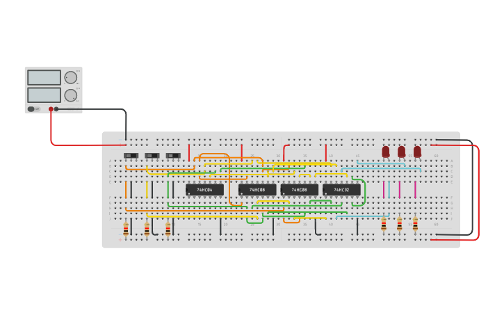 Circuit Design Combinational Circuit 3 Inputs Three Outputs Tinkercad