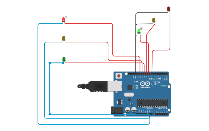 Circuit design Đèn giao thông - Tinkercad
