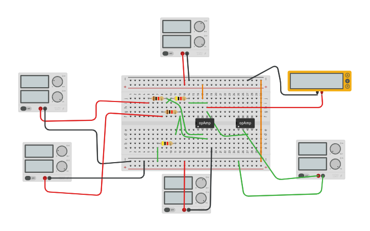 Circuit design differential amplifier - Tinkercad