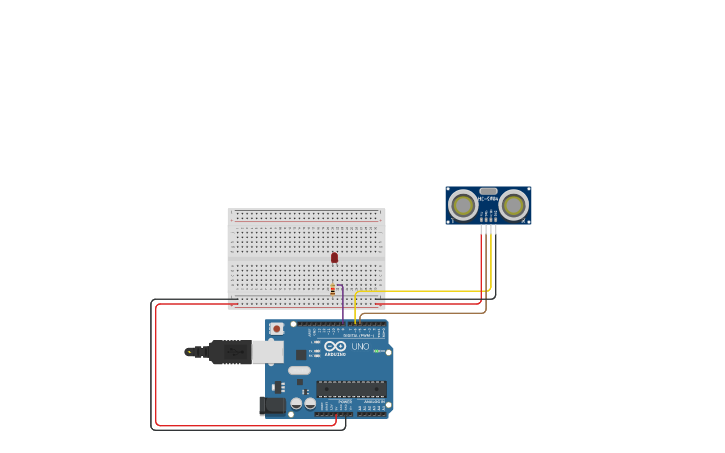 Circuit design ultrasonido - Tinkercad