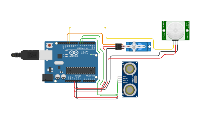 Circuit design Smart Dustbin - Tinkercad