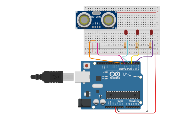 Circuit design SENSOR DE DISTANCIA | Tinkercad Circuit design SENSOR DE DISTANCIA | Tinkercad