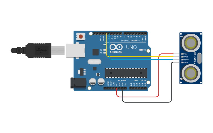 Circuit design 11d_Ping Ultrasonic Range Finder - Tinkercad