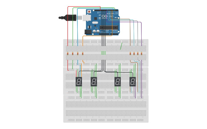 Circuit design lab 8 - Seven segment display - Tinkercad
