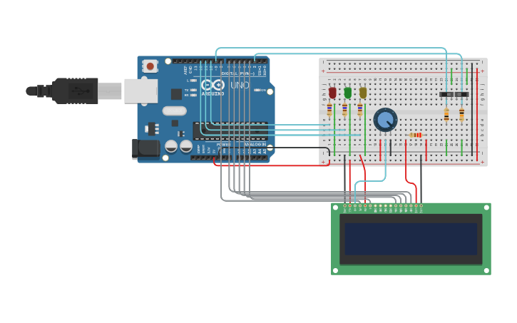 Circuit design Estrela-Triângulo com Interrupção LCD - Tinkercad