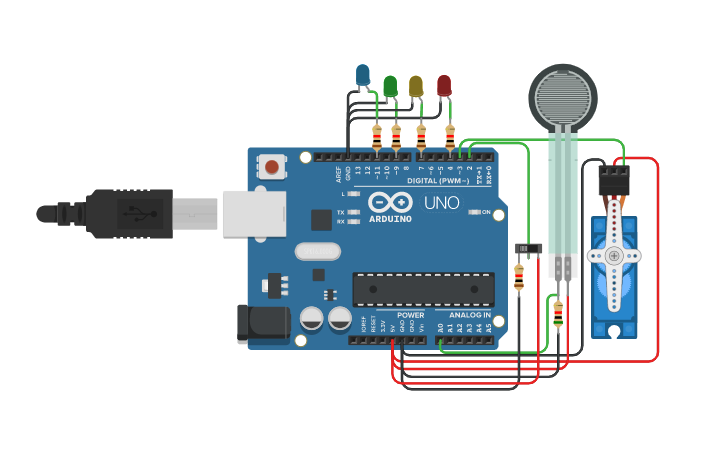 Circuit design Automatic Gas valve Control - Project - Tinkercad