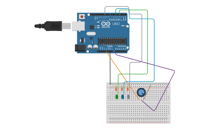 Circuit design potenciometr | Tinkercad