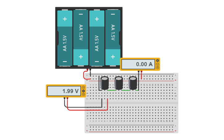 Circuit Design Rangkaian Kapasitor Seri Tinkercad