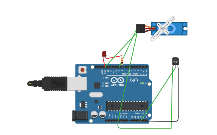 Circuit Design Servo Motor Control Using A Tmp36 Sensor And Arduino 