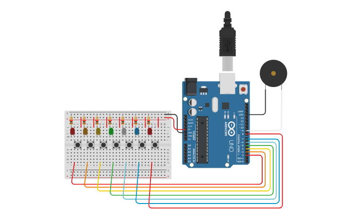 Circuit design Arduino Piano | Tinkercad