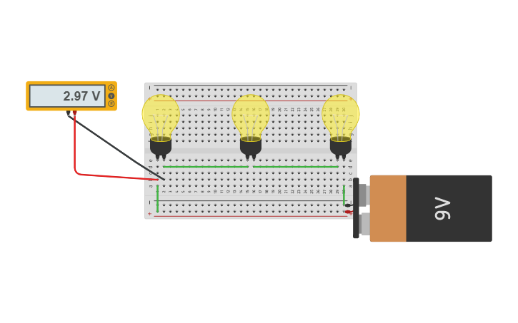 Circuit design Series-Parallel light bulb - Tinkercad