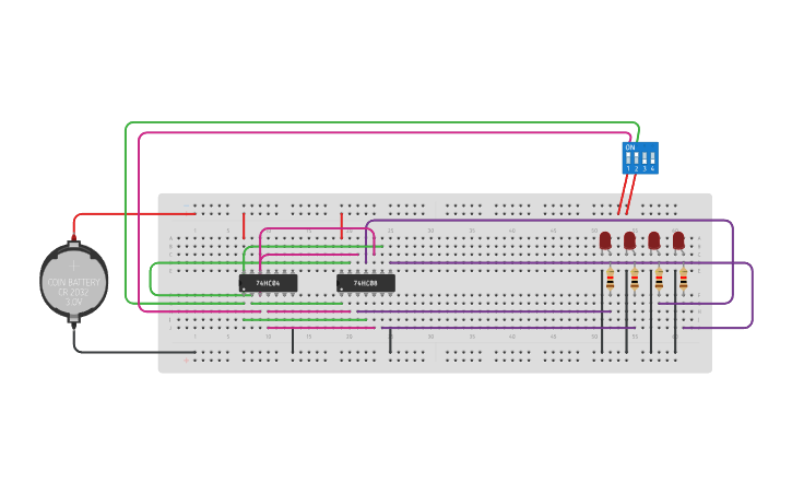 Circuit design 2-4 Decoder - Tinkercad