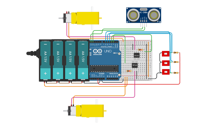 Circuit design Simulator - Robot seguidor de línea - Tinkercad