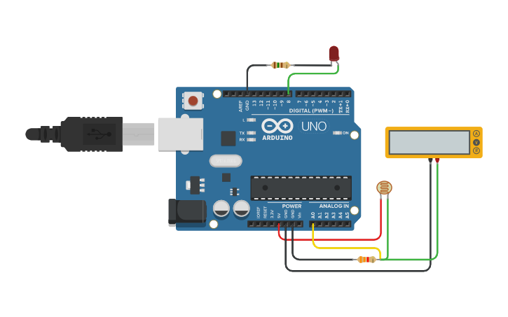 Circuit design Oriol Muñoz - SENSOR LDR | Tinkercad
