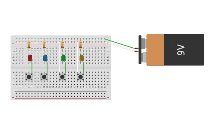 Circuit design practica 1 leds con pulsador - Tinkercad