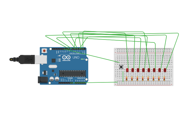 Circuit Design Lights Button Tinkercad