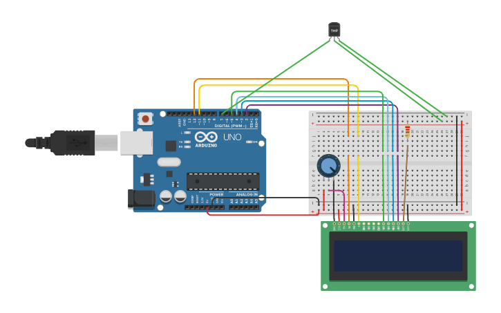 Circuit Design Use Of Temperature And Humidity Sensor Tinkercad