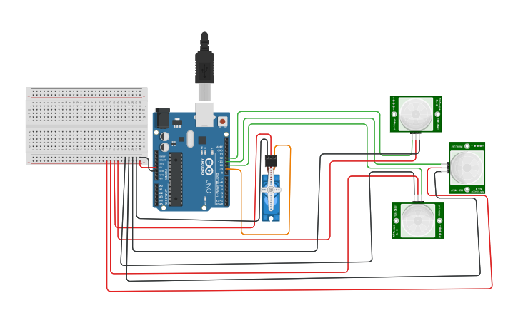 Circuit design mini câmera de segurança com sensor de presença | Tinkercad