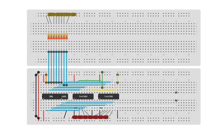 Circuit design 8 bit register - Tinkercad