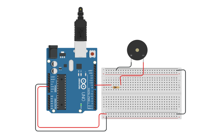 Circuit design Piezo Buzzer - Tinkercad