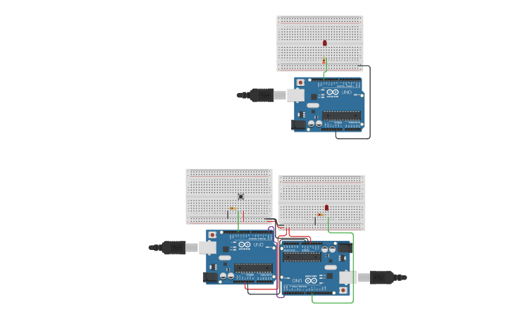 Circuit design Komunikasi Serial 1 DAN 2 | Tinkercad
