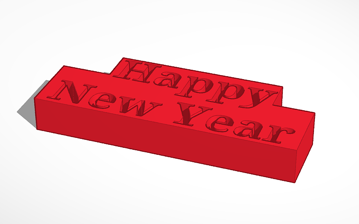 3D design Happy New Year Sign - Tinkercad