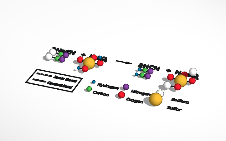 3D design Hydrogen Cyanide Reaction Model | Tinkercad