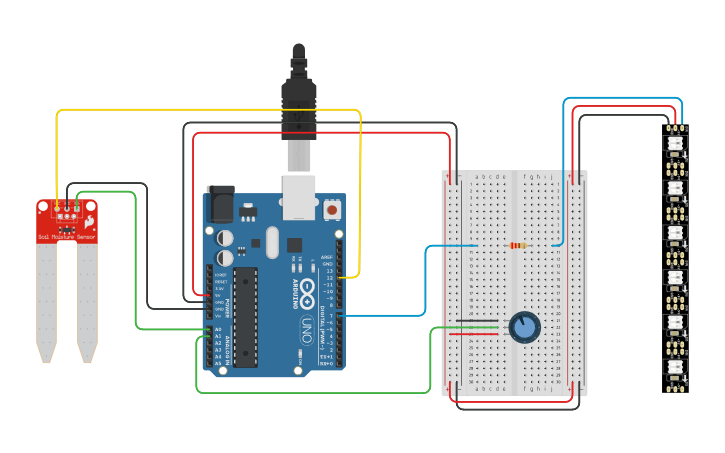 Circuit design Plant Health LED Hue Monitor - Tinkercad