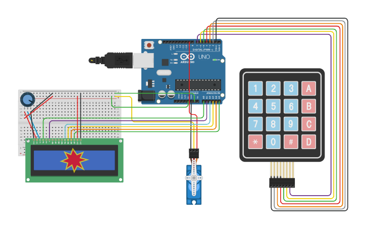 Circuit Design Password Door Lock Tinkercad