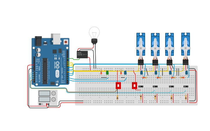 Circuit design V2 VAC System using Arrays - Tinkercad