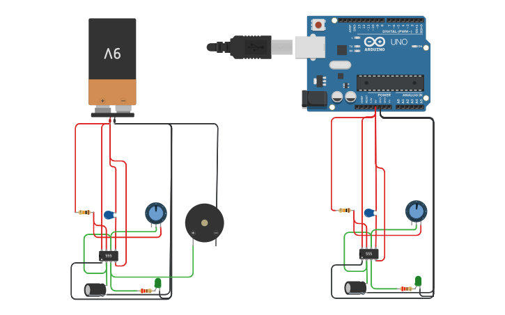Circuit design Group 7_Astable Multivibrator | Tinkercad