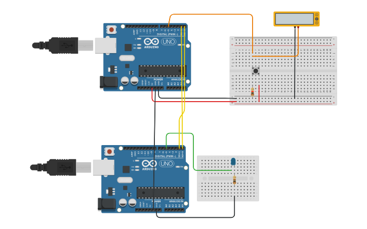 Circuit design 2 Arduino serial - 1 bit digital connection - Tinkercad