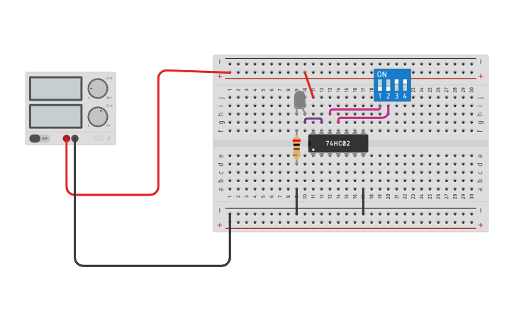 Circuit design NOR GATE - Tinkercad