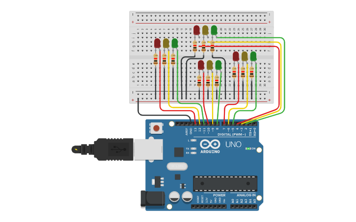 Circuit Design Traffic Light Signal Tinkercad